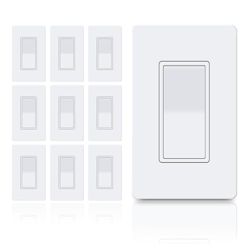 10 Pack Single Pole Rocker Light Switches with Plates – Save Crazy Deals