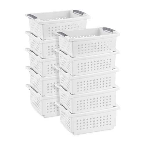 10 Pack Sterilite Medium Stackable Storage Baskets – Save Crazy Deals