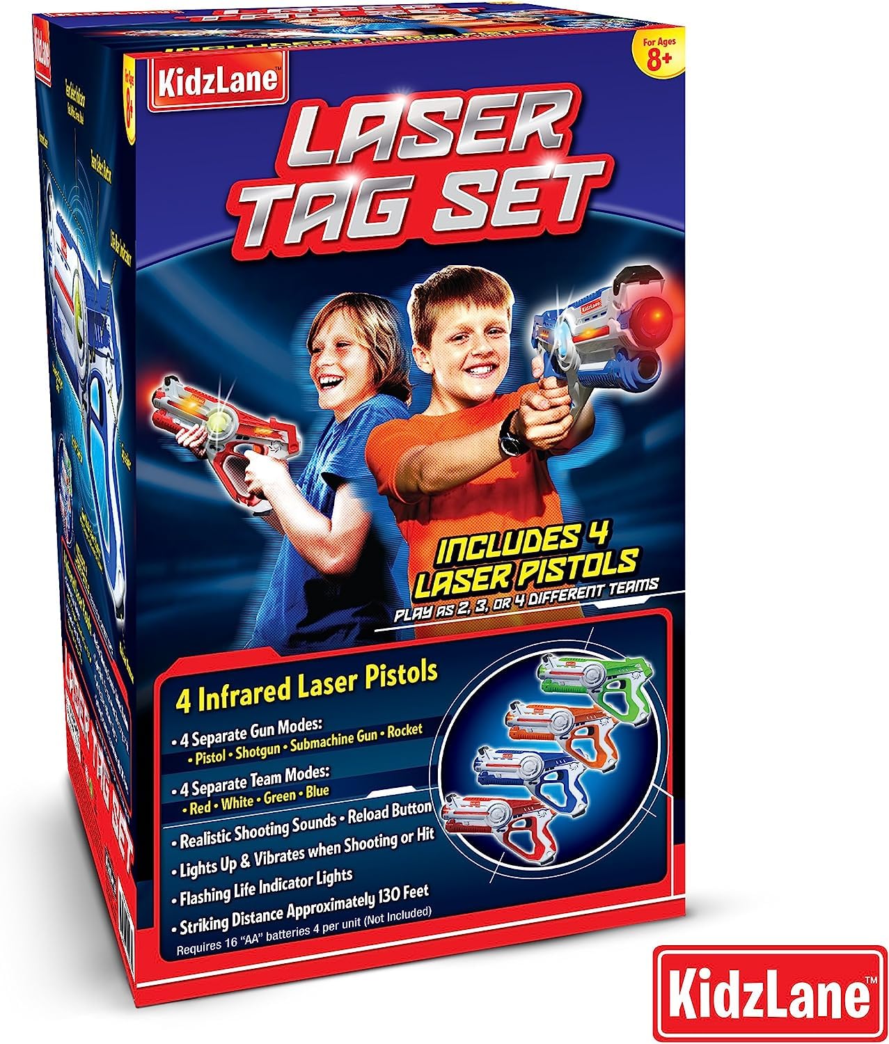 Kidzlane Laser Tag Guns Set of 4 | Lazer Tag Guns for Kids with 4 Team ...